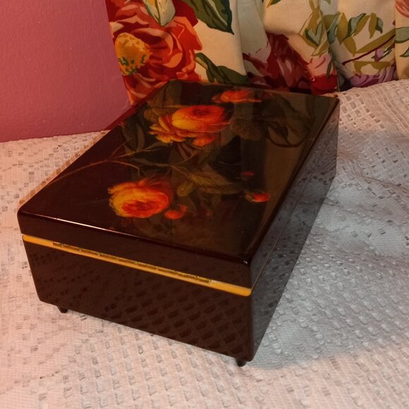 Sankyo | Storage & Organization | Sankyo 6 Inch Wood Lacquer Music Jewelry Box | Poshmark